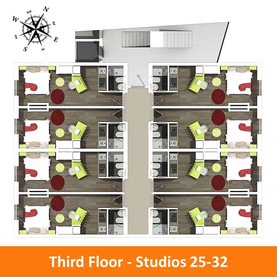 Courtyard Block A, Huddersfield Student Accommodation | Amber